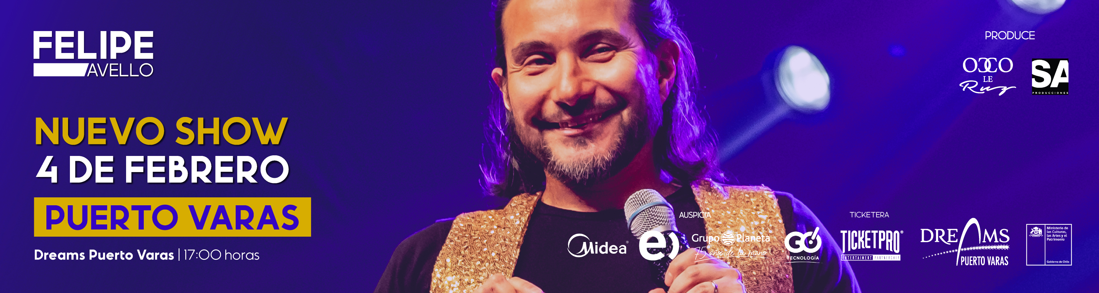 Ticketpro - FELIPE AVELLO PUERTO VARAS 17:00 HRS. 04 FEB 2025